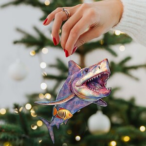 Shark Ornament - Coastal Holiday Decor - Handcrafted Christmas Tree ...
