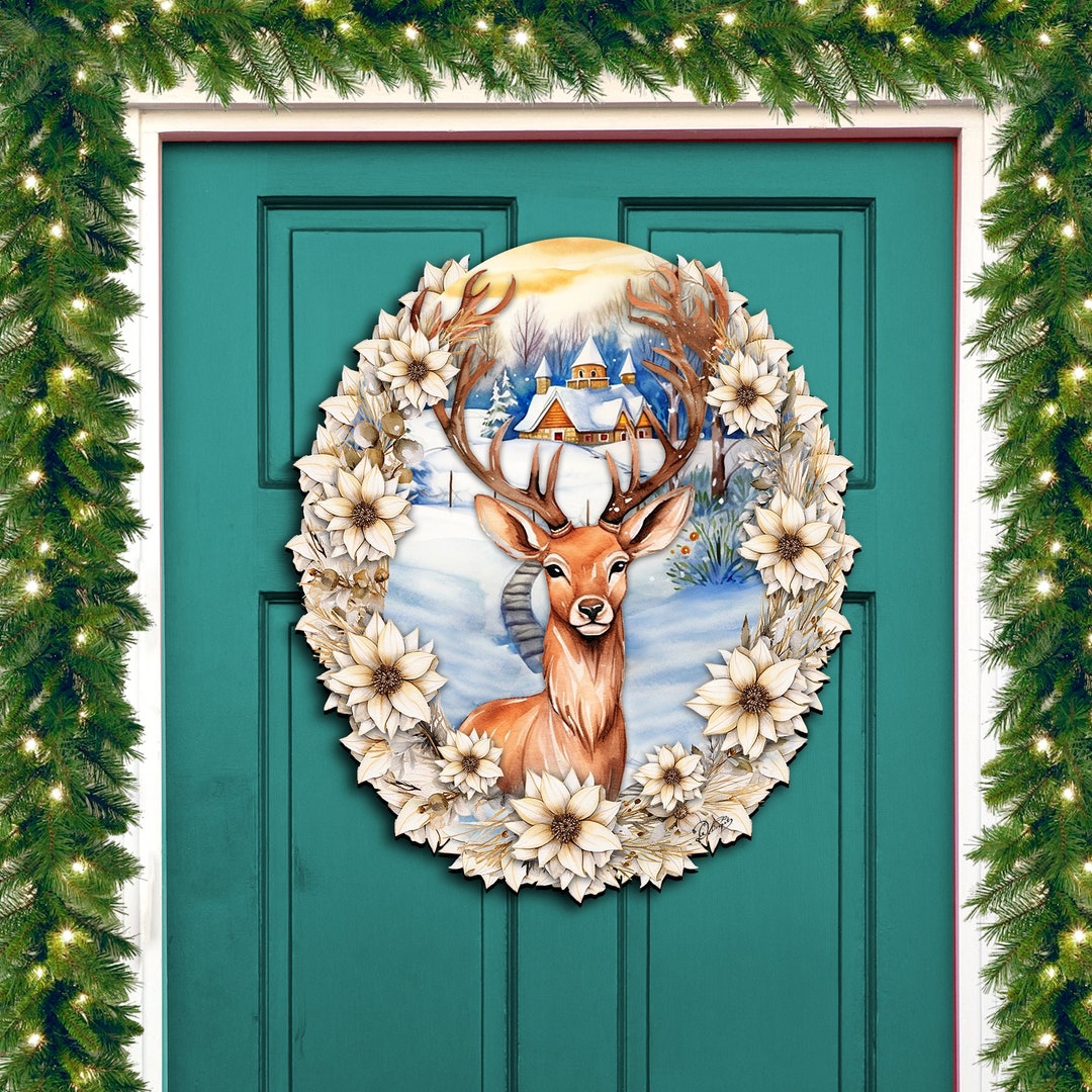 Majestic Forest Deer Holiday Door Décor by G. Debrekht Christmas Wooden ...