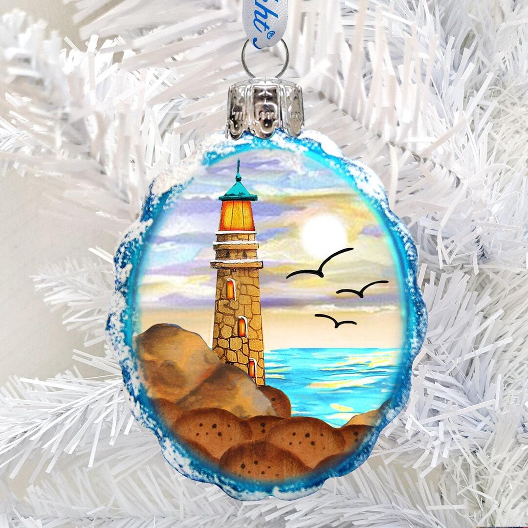 Lighthouse Ornament - Coastal Mercury Glass Ornament - Coastal Decor ...