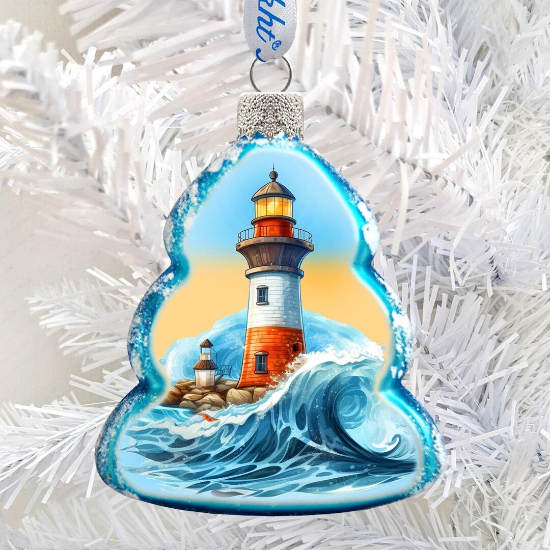 Lighthouse Mercury Glass Ornament - Coastal Christmas Decor - Keepsake ...
