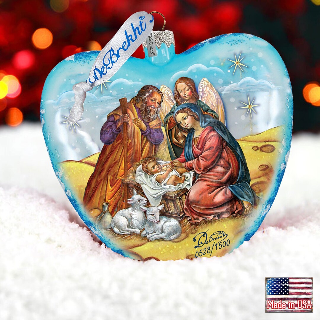 Adorned Family Nativity Glass Heart Ornament Limited Edition ...