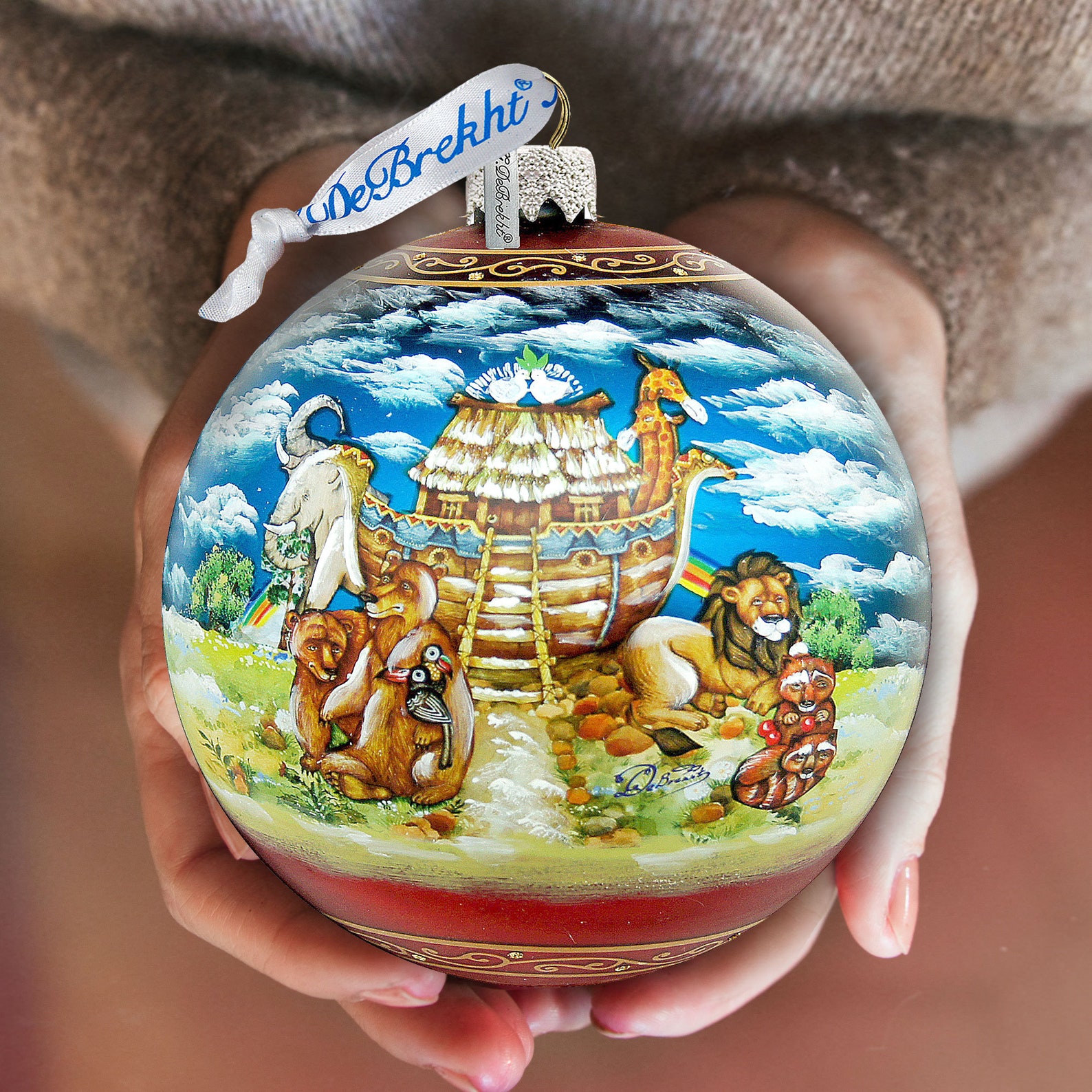 Noahs Ark Nativity Ornament - 5-inch Ball Mercury Glass Ornament ...