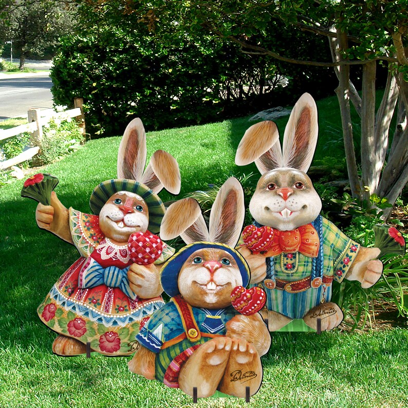 Outdoor Easter Decor Easter Bunny Easter Bunny Family Set | Etsy