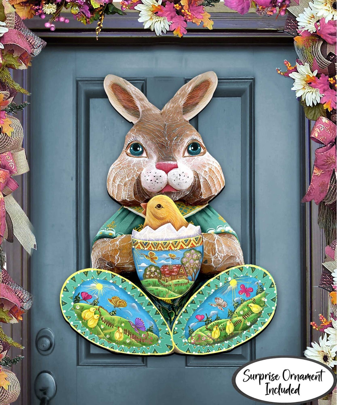 Bunny Wreath - Easter Bunny Front Door Decoration - Easter Bunny and ...