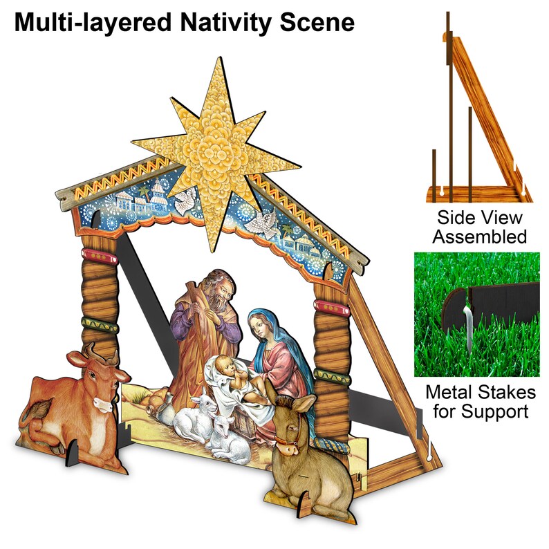Outdoor Nativity Multi Parts for Garden Yard and Lawn Decor, Wooden ...