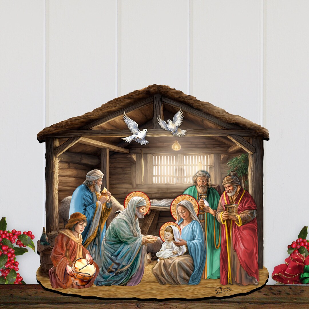 Nativity Manger Scene Holiday Door and Wall Decor Wooden Christmas ...
