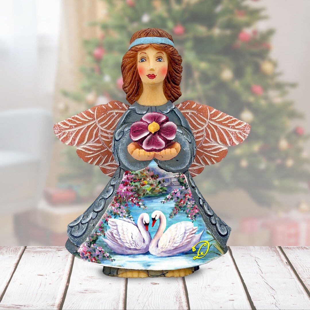Love Swans Angel Decor Swans Handcrafted Figurine by G.debrekht Wedding ...
