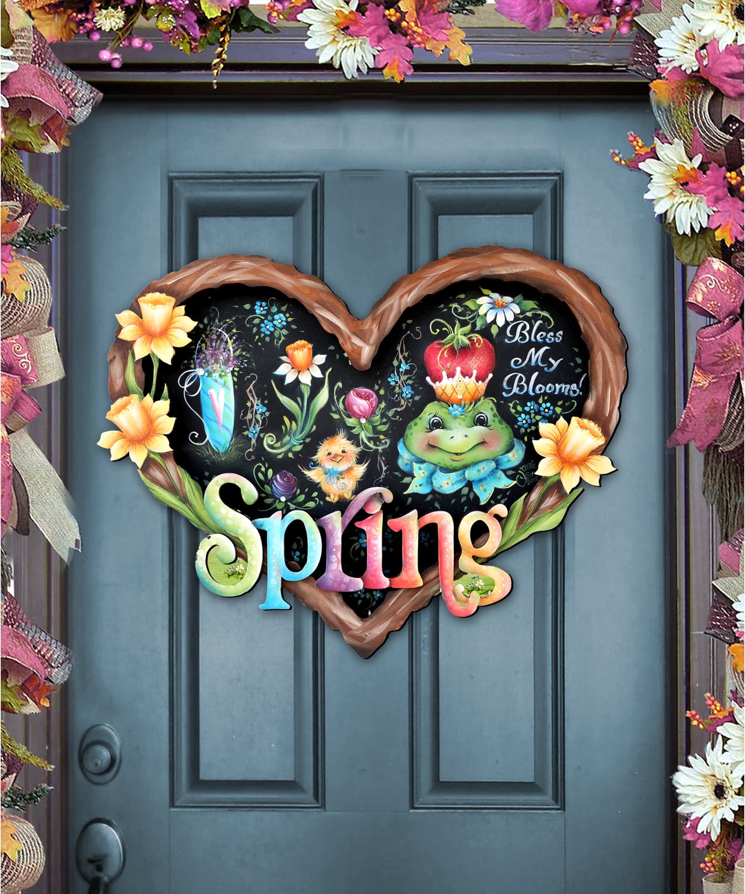 Spring Wooden Decor - Happy Frogs Door Hanger by Jamie Mill Price ...