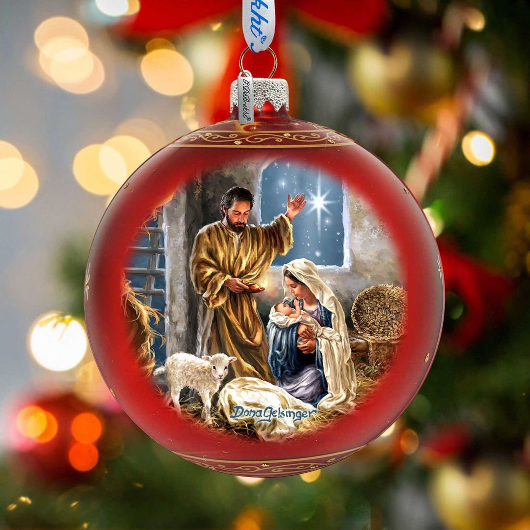 Lamb of God Nativity 5-inch Mercury Glass Ball Ornament, Limited ...