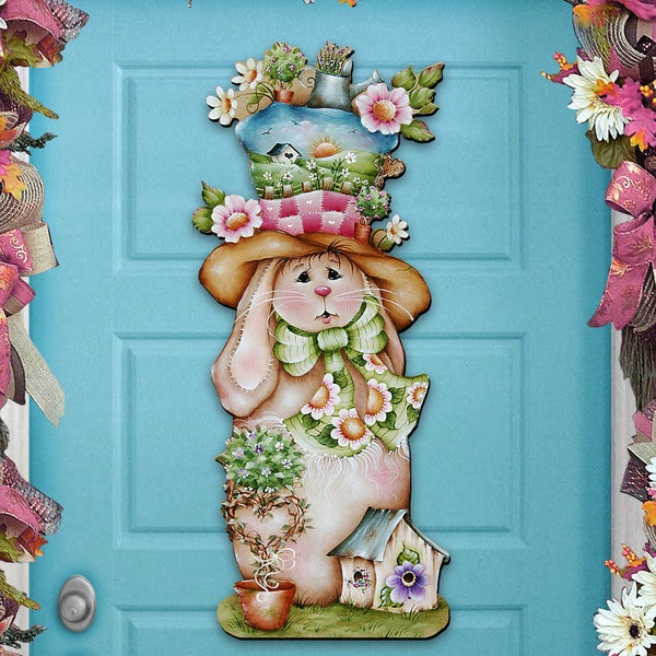 Wooden Easter Bunny Door Hangers - Etsy