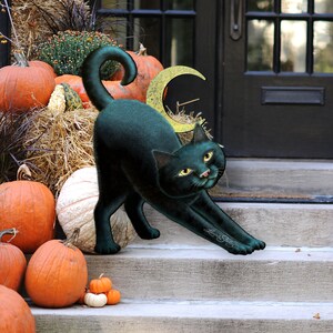 SALE Fall Decor Outdoor Halloween Black Cat Wooden Door Hanger Wall ...
