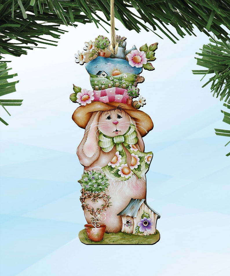 Easter Ornaments for Tree Easter Bunny Wooden Tree | Etsy