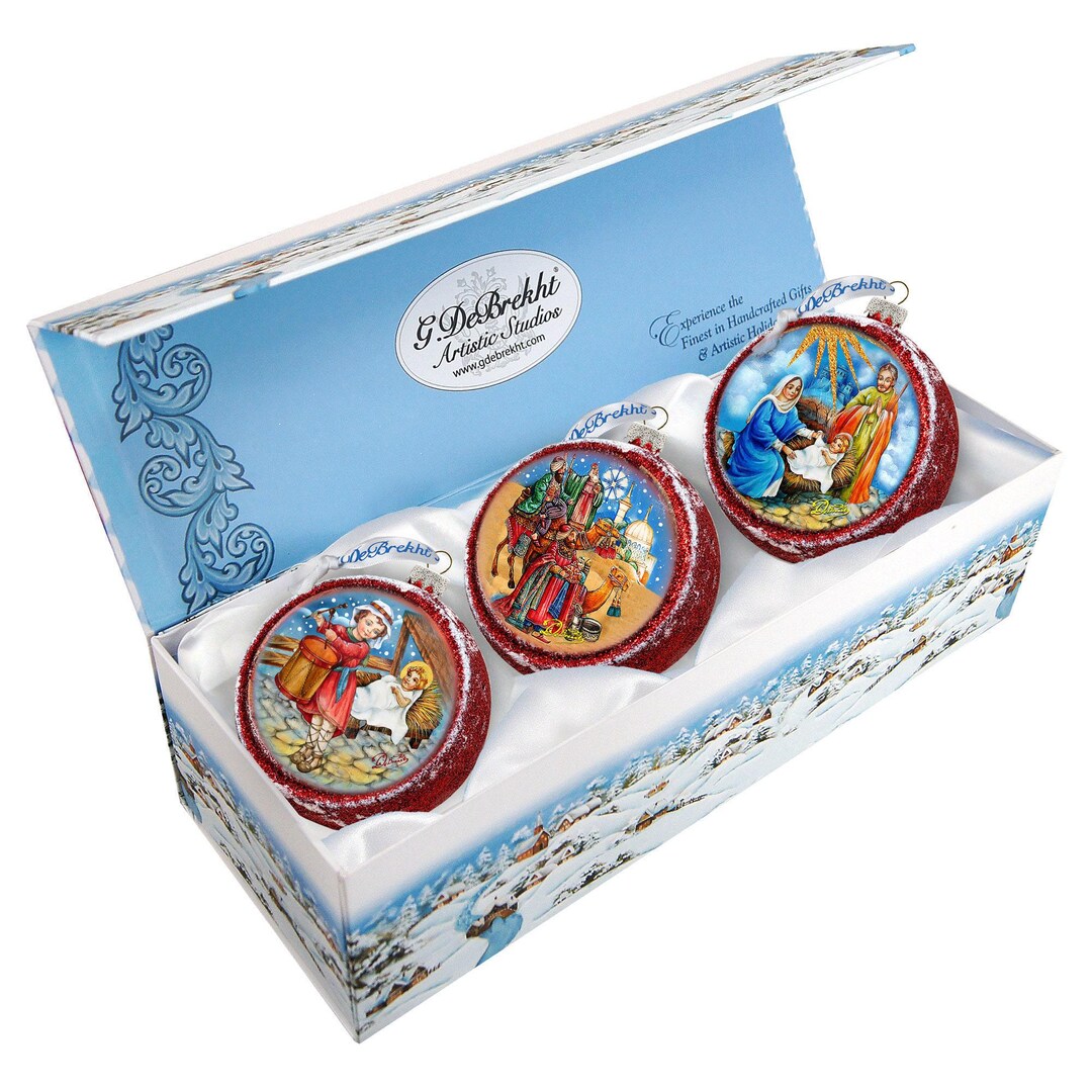 Mercury Glass Nativity Story Christmas Ornament Set of 3 - Holiday Tree ...
