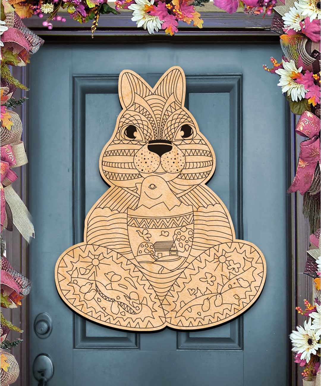 Easter Bunny Easter Spring Bunny Rabbit DIY Coloring Wooden Decorative ...