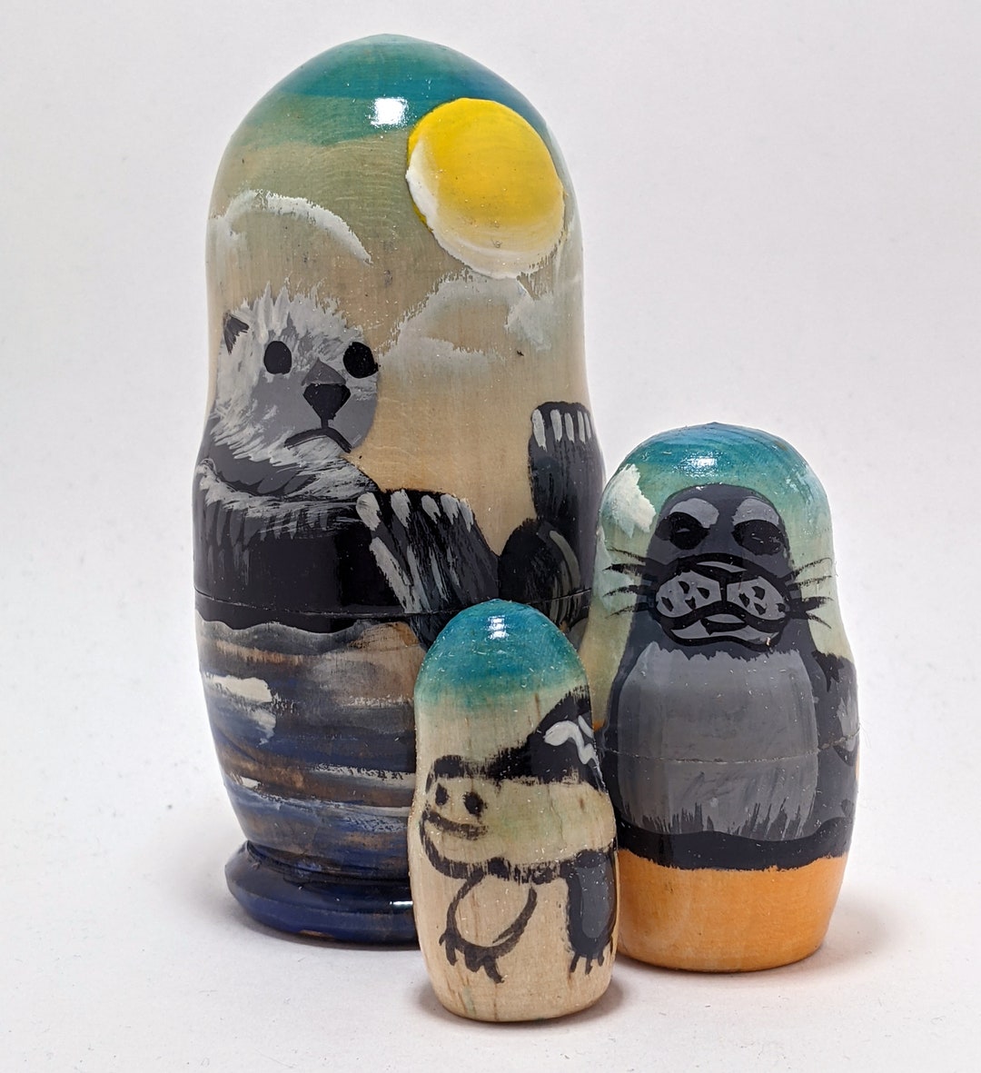 Coastal Gifts - Sea Otter 3-piece Matryoshka Wooden Nested Dolls 14732 ...