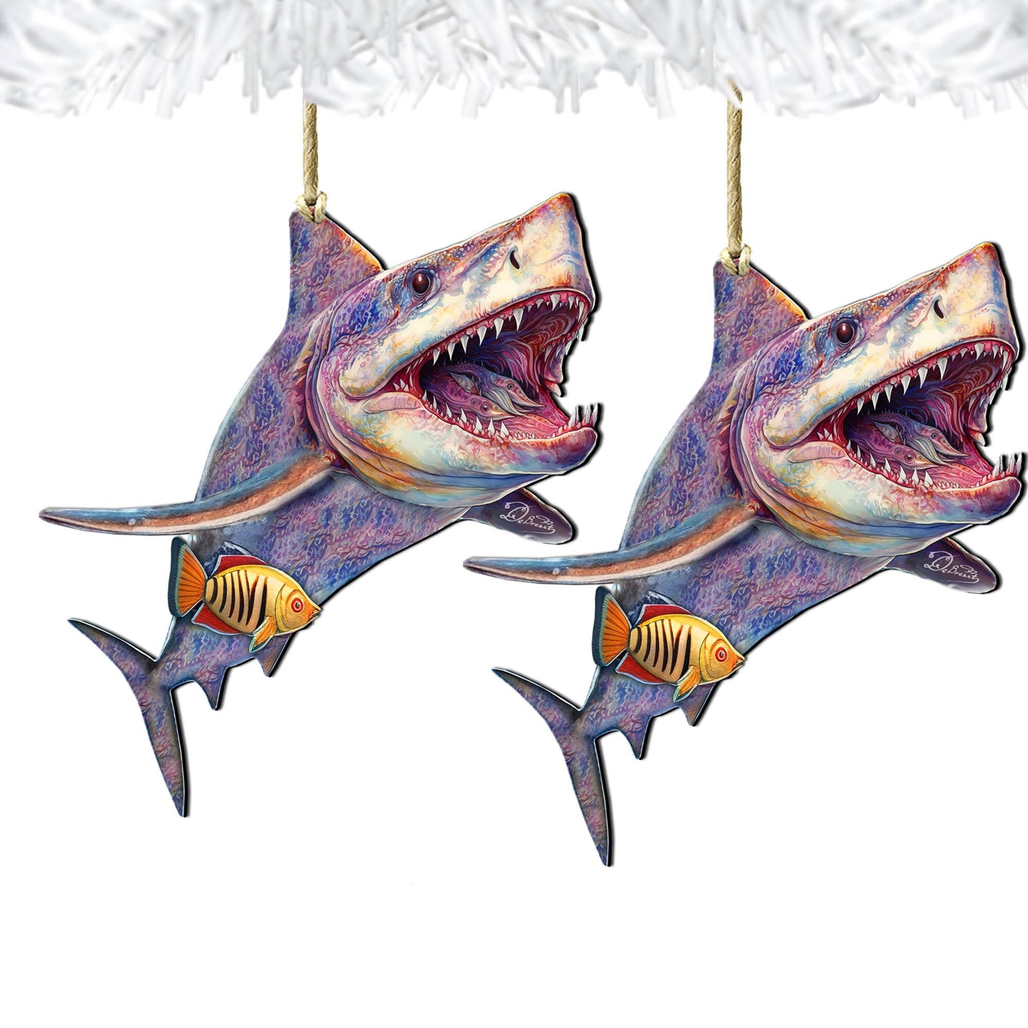 Shark Ornament - Coastal Holiday Decor - Handcrafted Christmas Tree ...