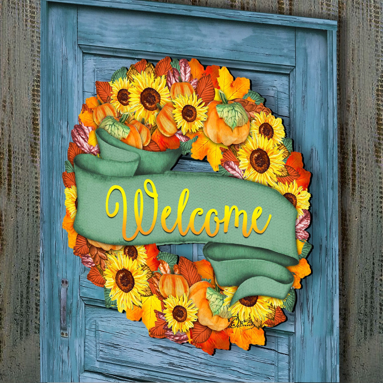 Welcome Sign Autumn Fall Flower Wreath Fall Decor - Etsy