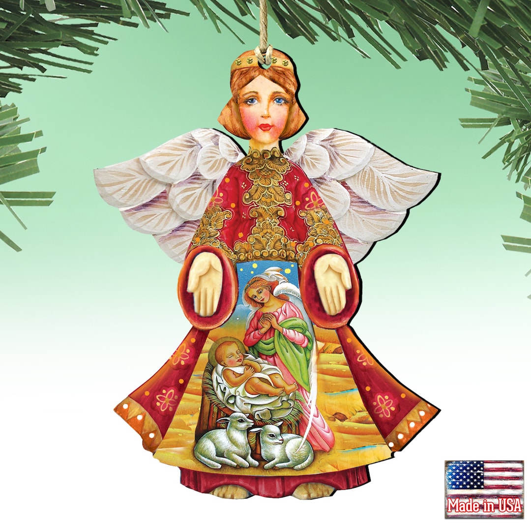 Nativity Angel With Baby Jesus Ornament - Holiday Tree Decoration ...