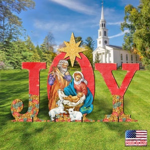 JOY NATIVITY Yard Sign Wooden Free-standing Christmas OUTDOOR ...