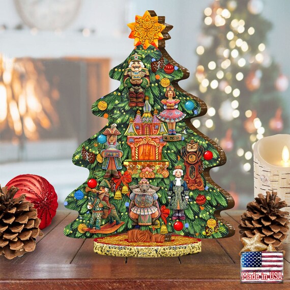 Nutcracker Wooden Decorated Tabletop Tree by G.debrekht 89302 - Etsy