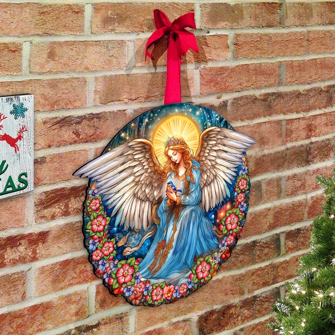 Guardian Angel of Serenity Holiday Door Decor - Wooden Christmas ...