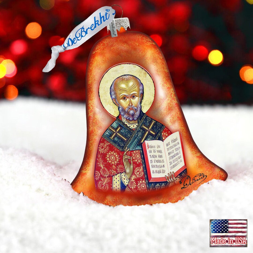 Saint Nicholas Christmas Ornament - Saint Nick Bell Mercury Glass ...