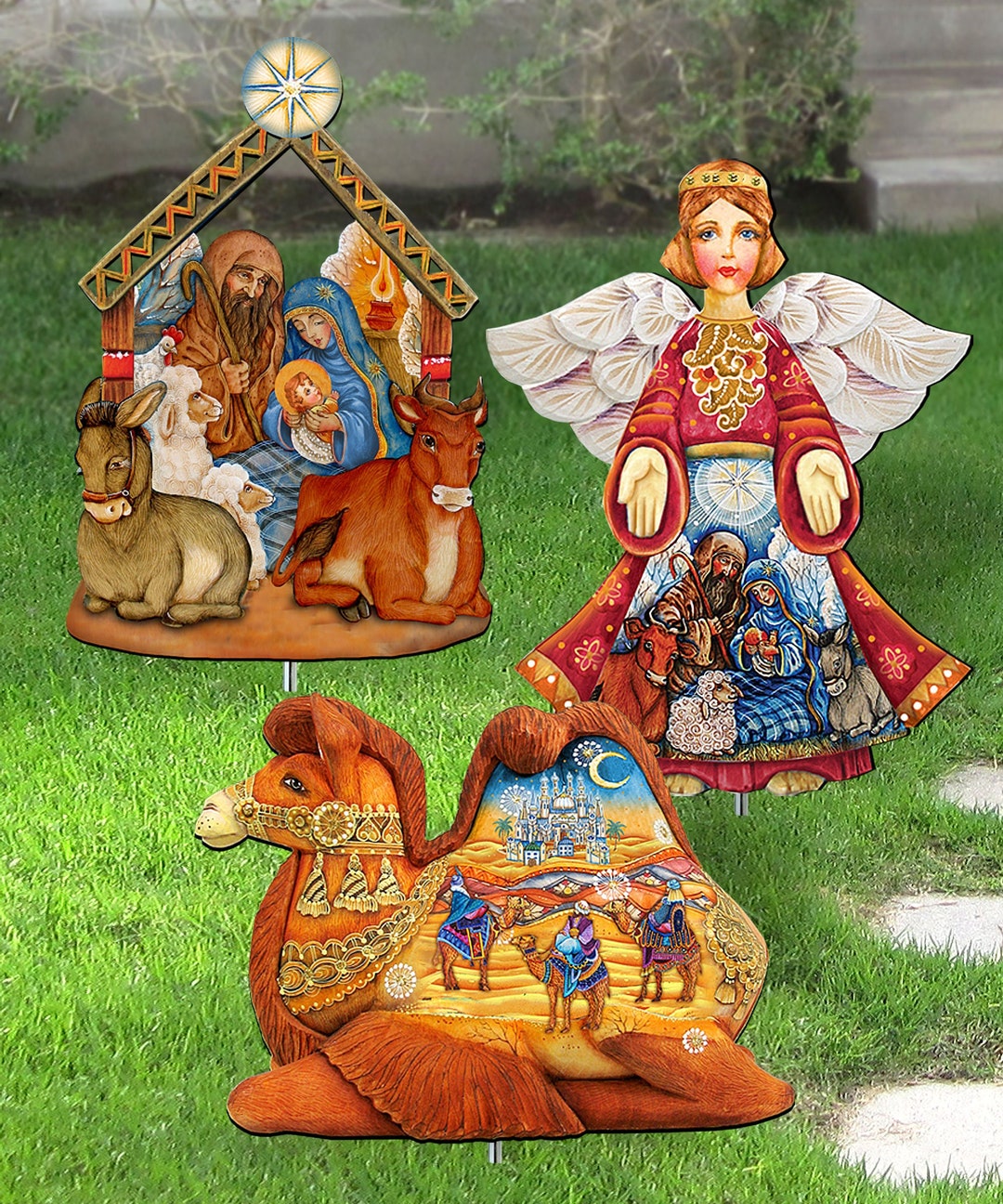 Nativity Christmas Outdoor Décor Christmas Porch Walk Way Set With ...