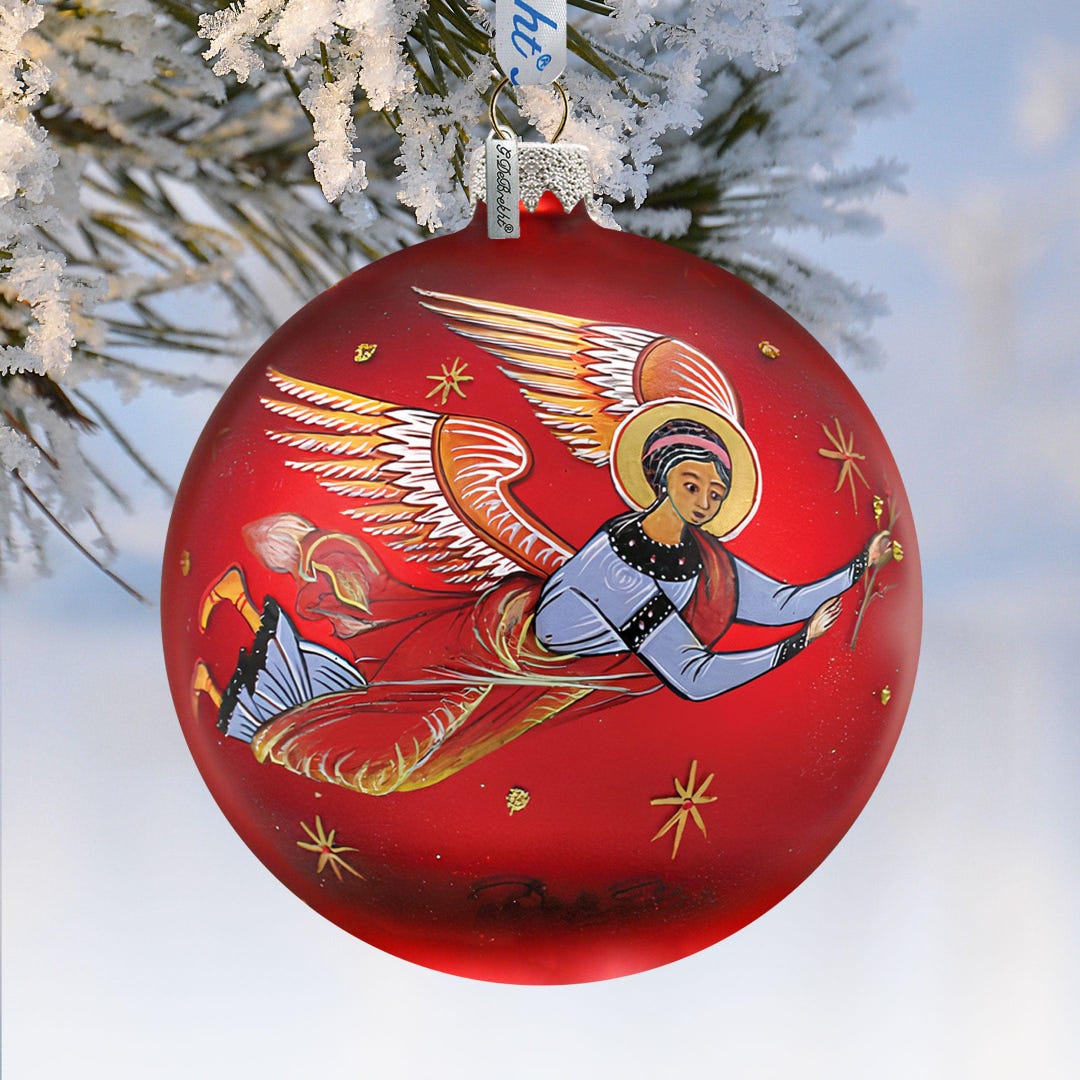 One-of-a-kind Flying Angel Ball Glass Ornament - Nativity Holiday Decor ...