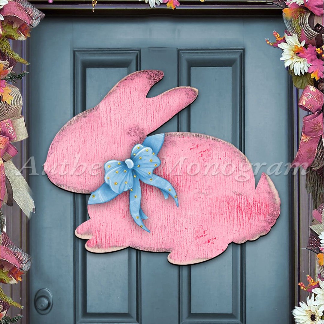 Easter Bunny Front Door Easter Decor Handcafted Bunny Sign Rabbit ...