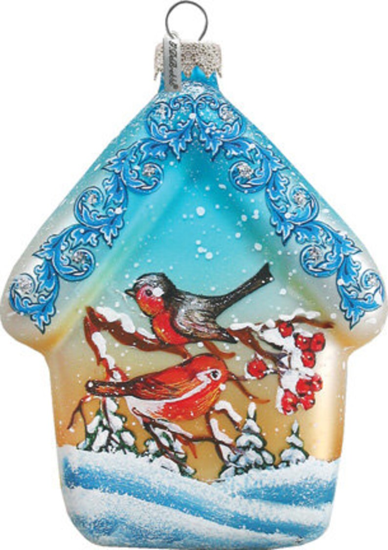 Christmas Ornaments Red Robin Tree House Hand-painted | Etsy