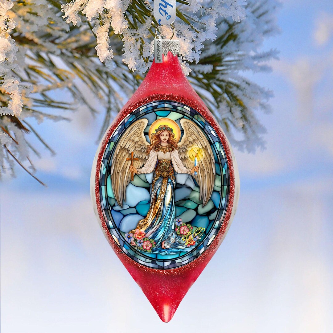 Guardian Angel Dropped Glass Ornament - Nativity Holiday Decor 757-055 ...