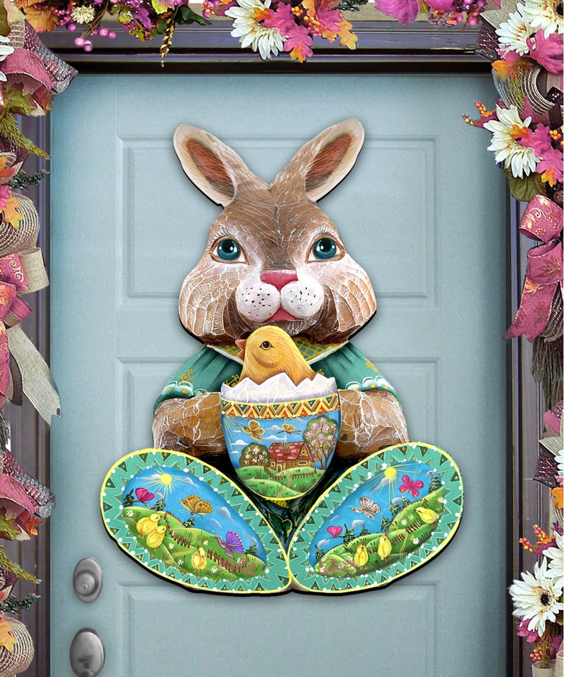 Bunny Wreath Easter Bunny Front Door Decoration Easter - Etsy