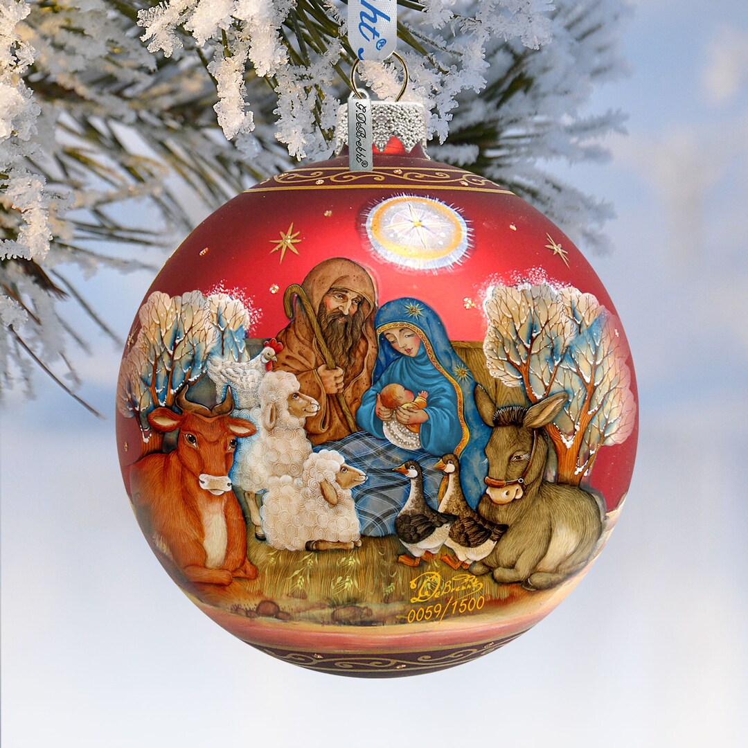 Story of Nativity 5-inch Mercury Glass Ball Nativity Ornament - Limited ...