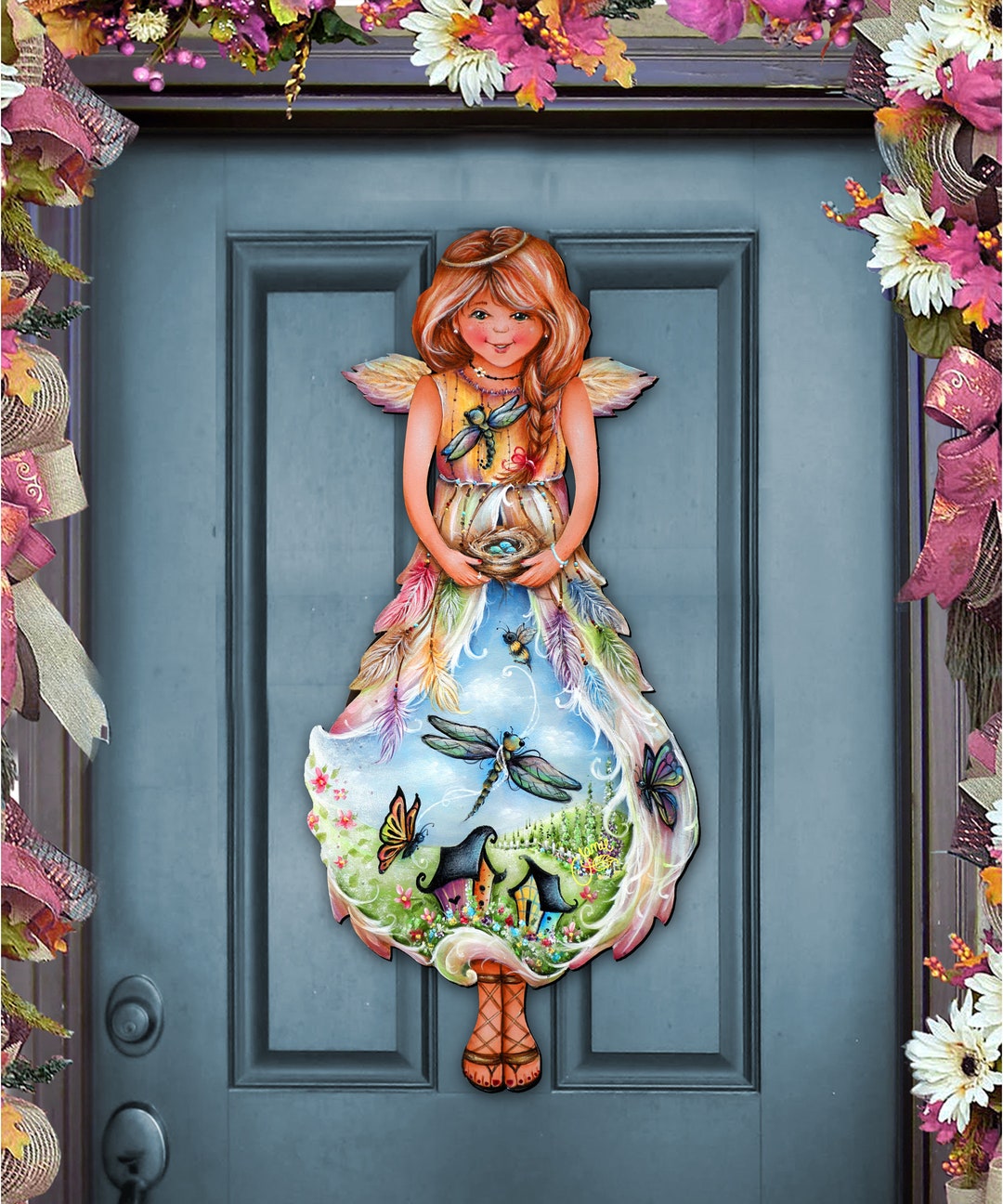 Wooden Home Decor Nature Blessing Angel Door Hanger and Wall Decor by ...