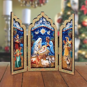 Christmas Story - Nativity Holy Family Triptych - 3-piece Set Tabletop ...