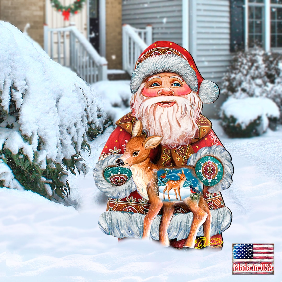 Holiday Decorations Christmas Decor Santa Yard Art Holiday Fawn Wooden ...