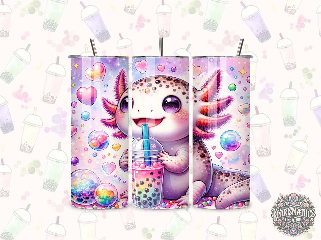 Adorable Axolotl & Boba Drink 20 Oz Tumbler Axolotl Lover Gift Cute ...