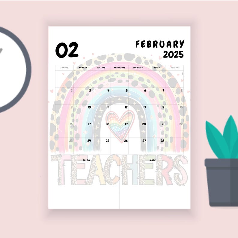 2025 Teacher-themed Digital Printable A4 Size Calendar Inspirational ...