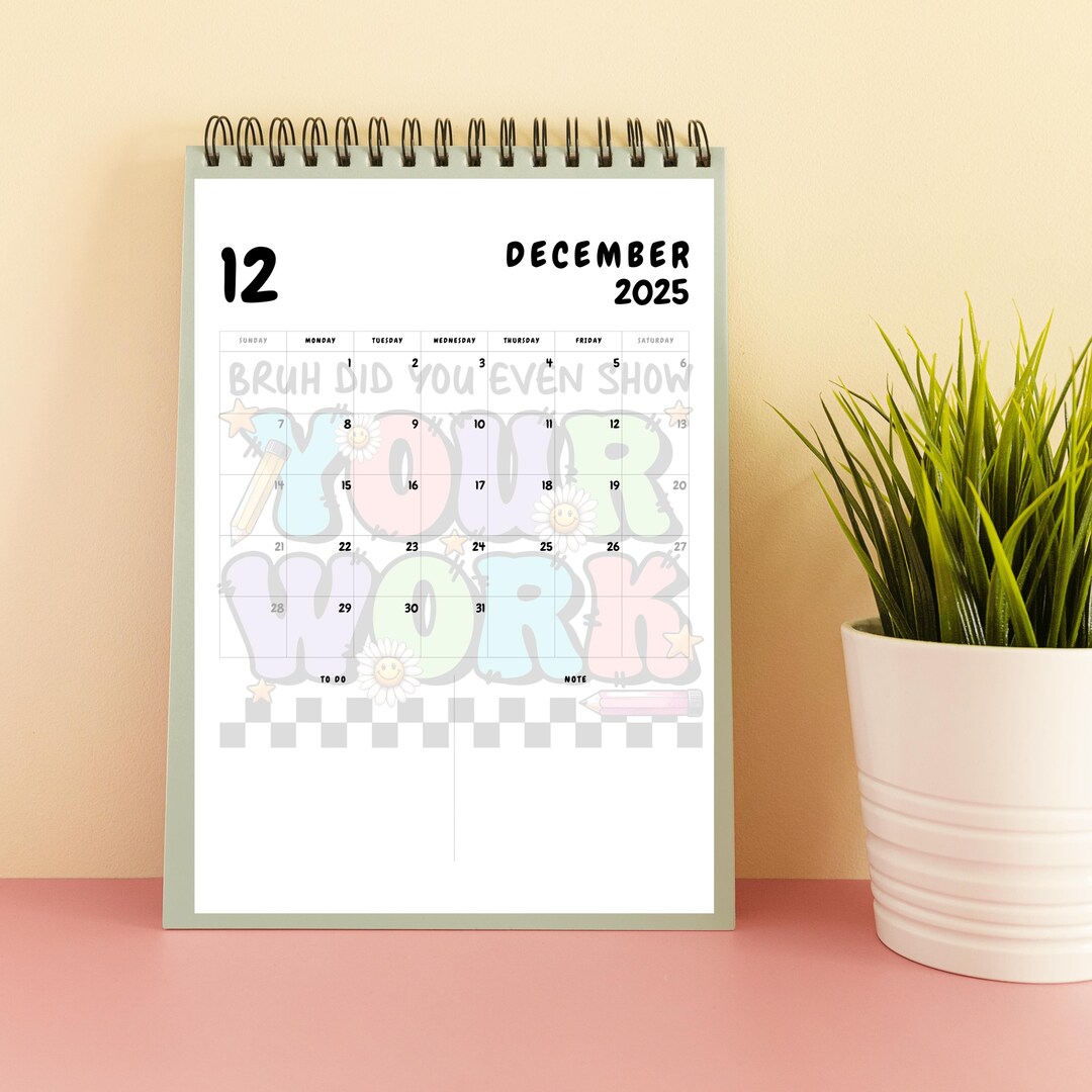 2025 Teacher-themed Digital Printable A4 Size Calendar Inspirational ...