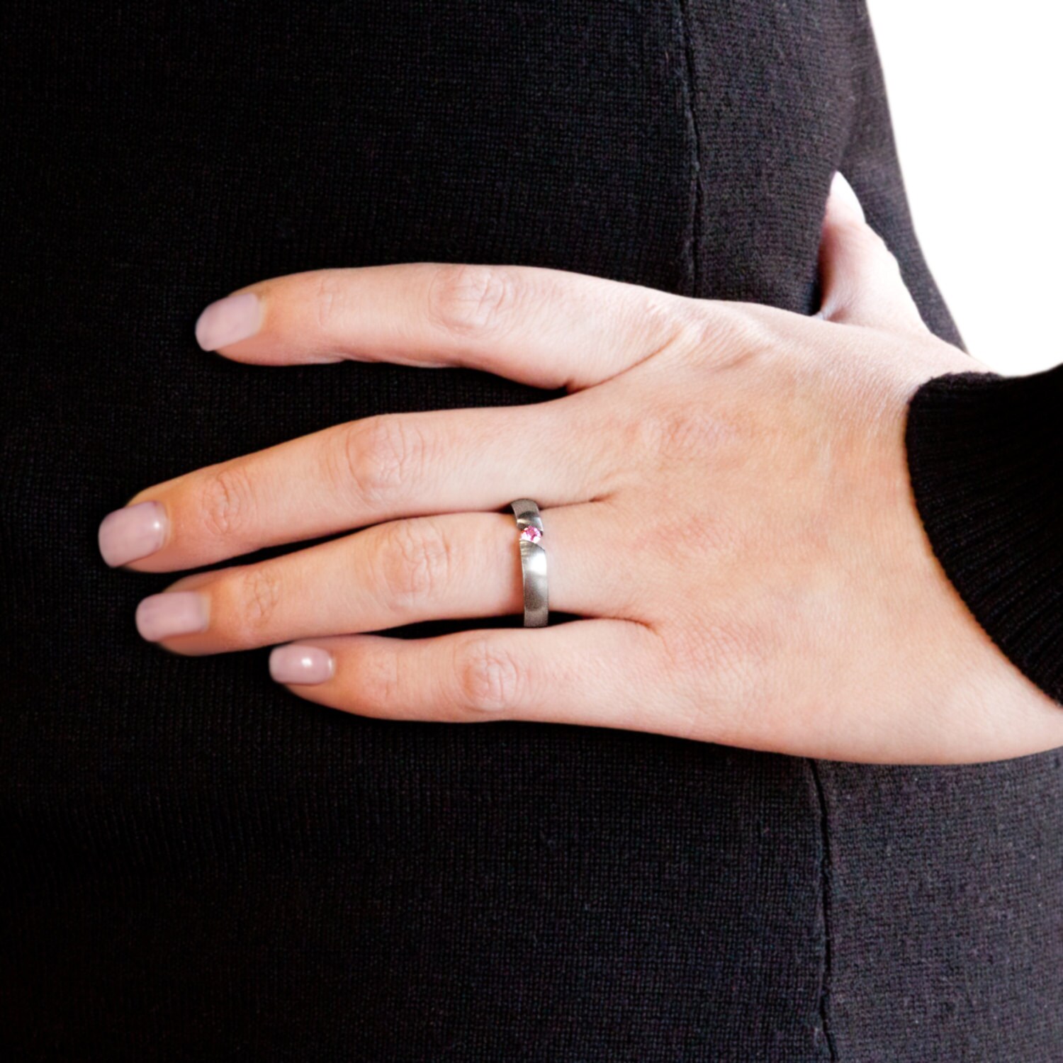 Titanium Pink Sapphire Ring - Etsy