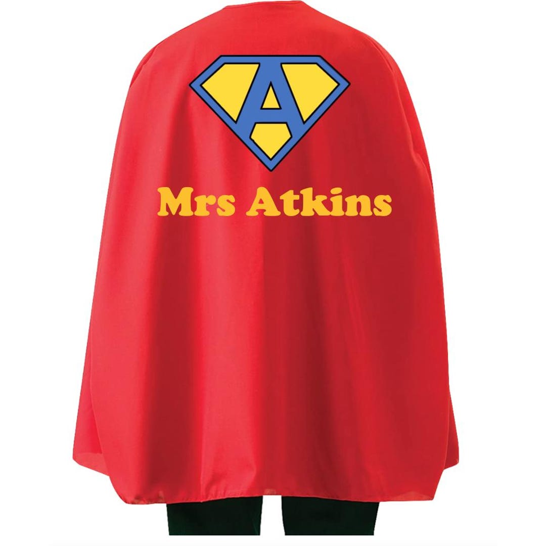 Teacher Cape - Red Personalised Superhero - Etsy
