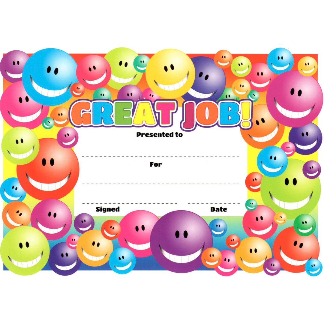 25 Colourful great Job Award Student Award Certificates - Etsy Australia