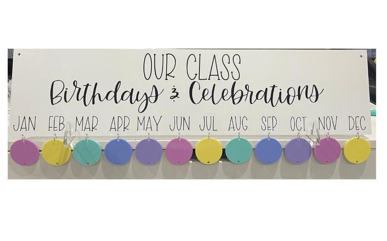 ALL NEW!!! Large WHITE Class Birthdays Chart With Pastel Tags - Etsy