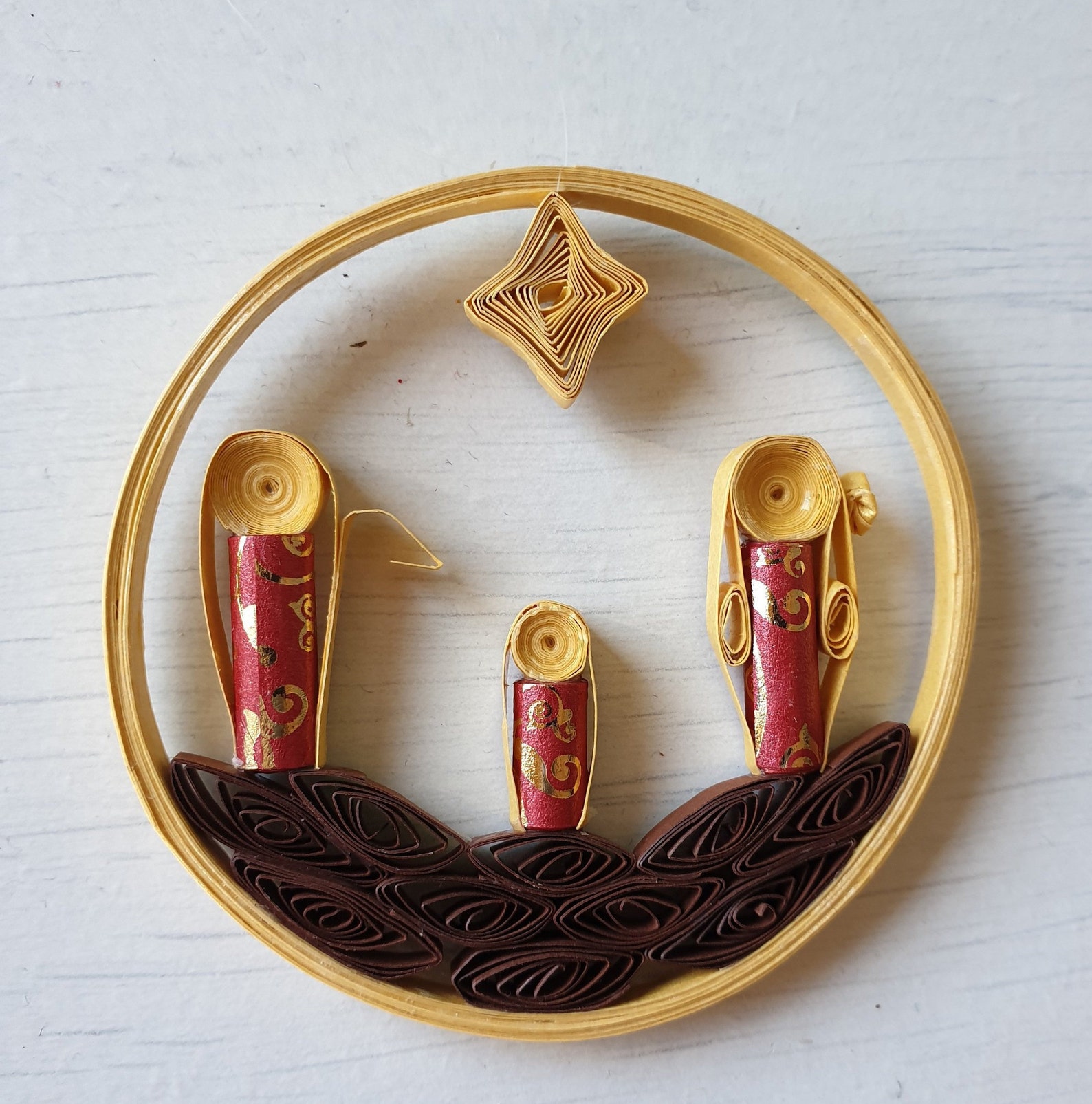 Circular Nativity Scene to Hang - Mini Ornament Quilling Set - Etsy