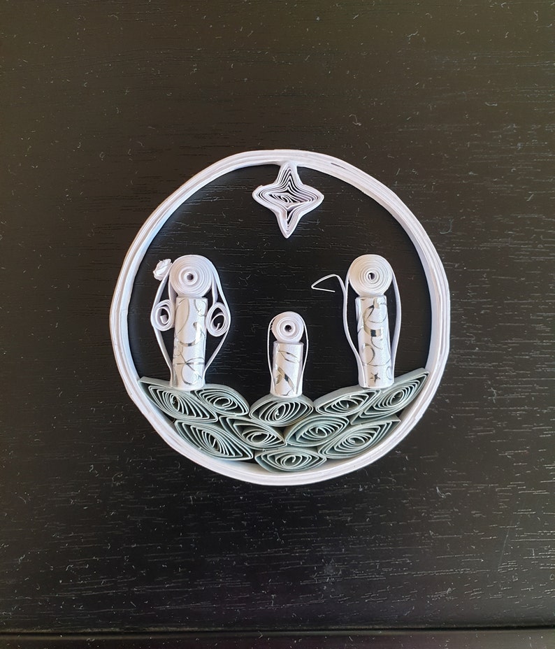 Circular nativity scene to hang mini ornament quilling set | Etsy