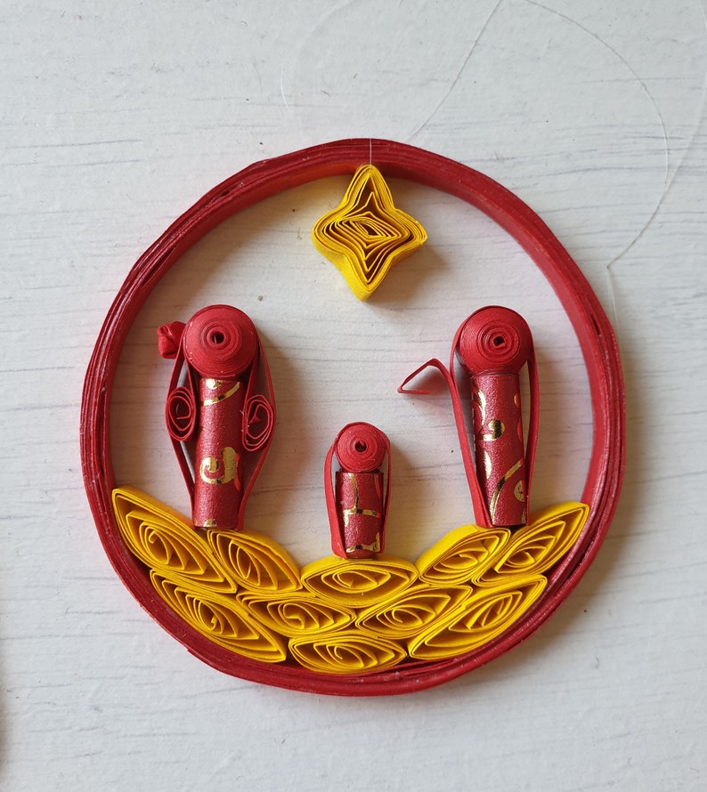 Circular Nativity Scene to Hang Mini Ornament Quilling Set | Etsy