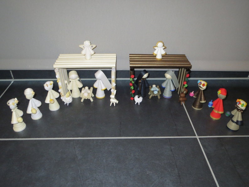 Complete Handmade Quilling Nativity Scene in Paper - 9 Pieces and a Hut ...