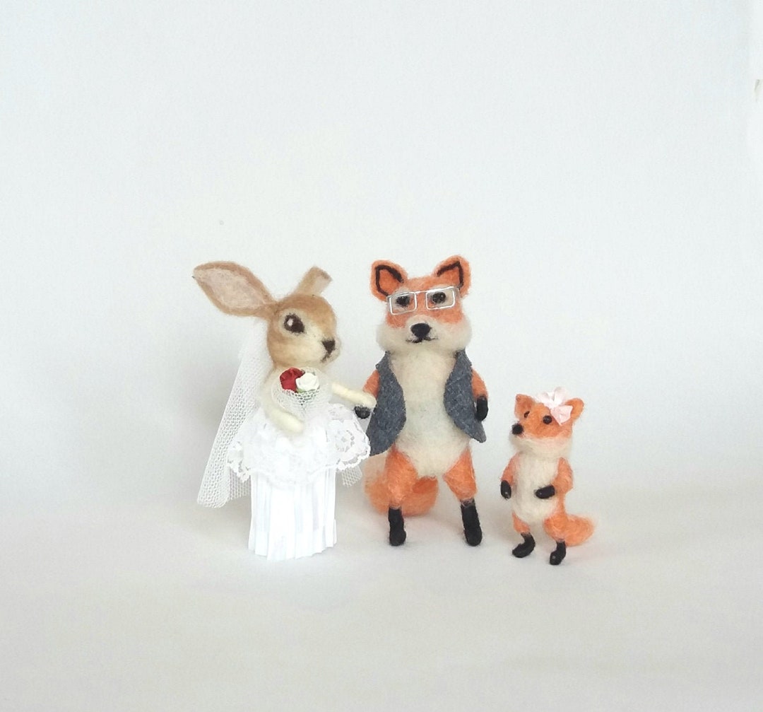 Fox Wedding Topper Animal Cake Topper Felt Bunny Cake Topper Felt ...