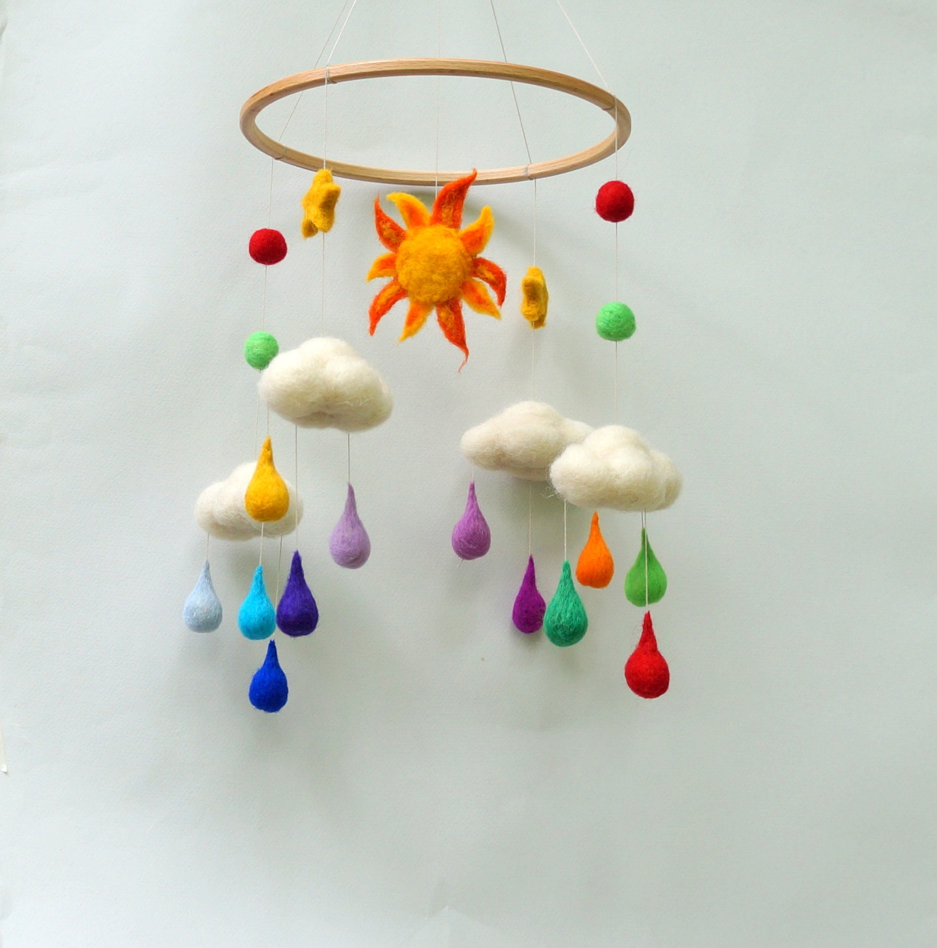 Sun Mobile Rainbow Mobile Colorful Mobile Newborn Gift Felt Cloud ...