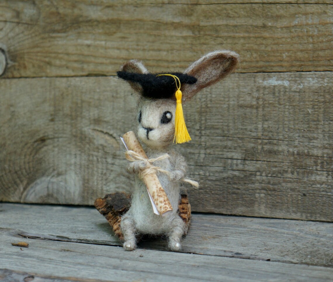 Graduation Bunny Felted Rabbit Graduation Present College Cute | Etsy